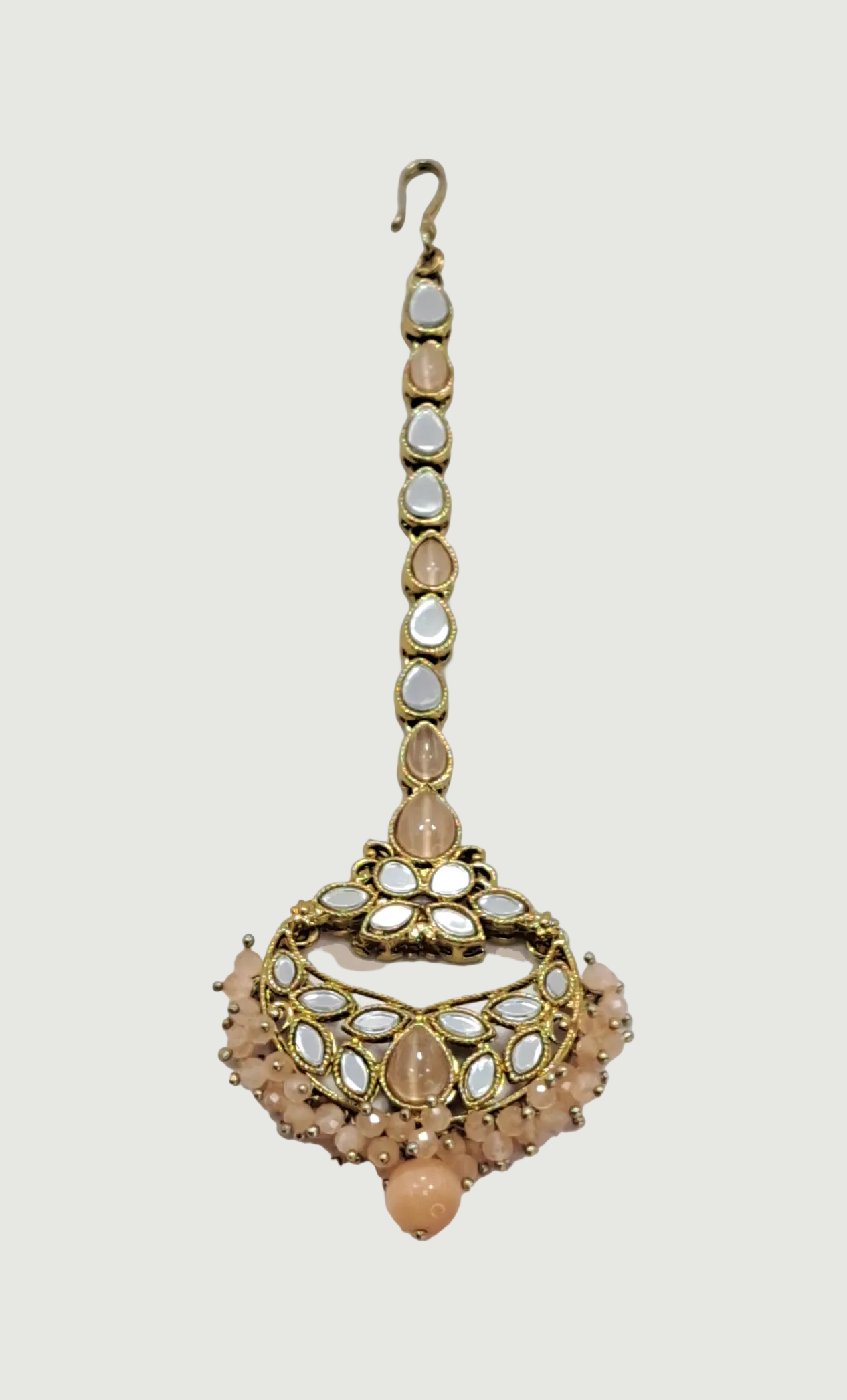 Pastel Peach Stone Work Sirbandi – Jayshrees / Rivaz