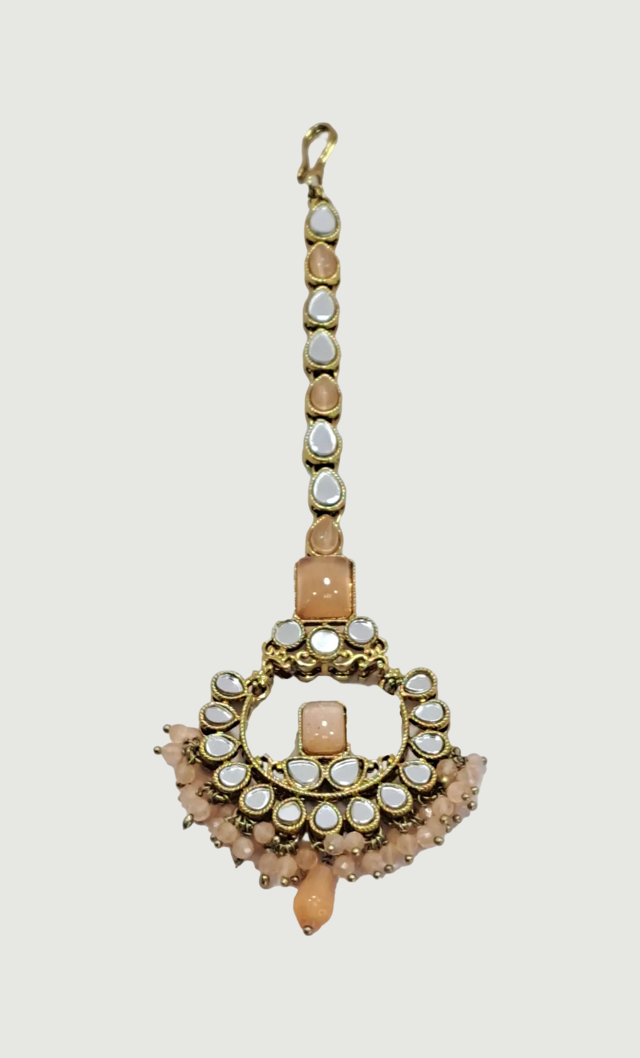 Soft Peach Stone Work Sirbandi – Jayshrees / Rivaz