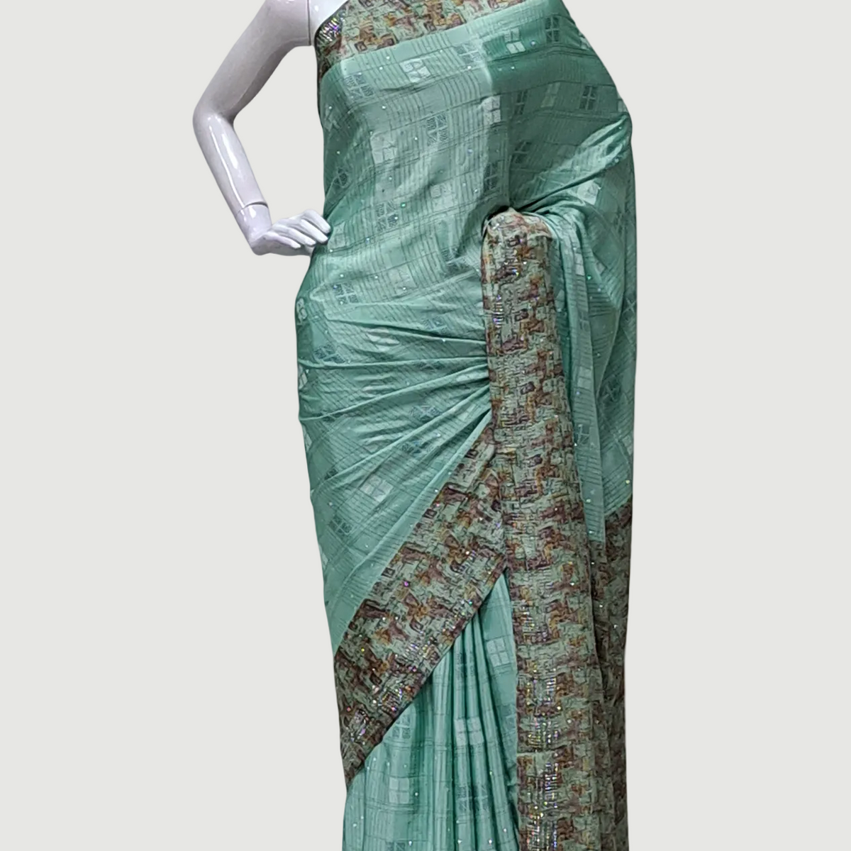 Aqua Green Printed Sari – Jayshrees / Rivaz