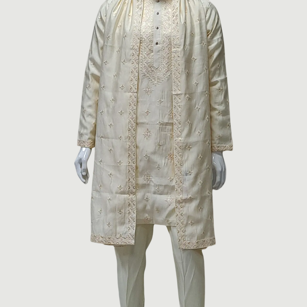 Cream Embroidered Kurta Set With Shawl – Jayshrees / Rivaz