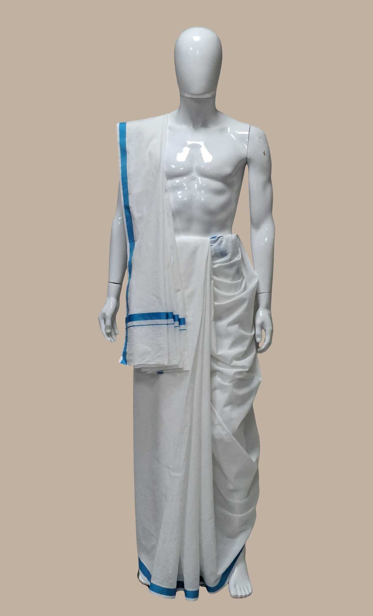 Deep Blue Dhoti & Attached Shawl – Jayshrees / Rivaz
