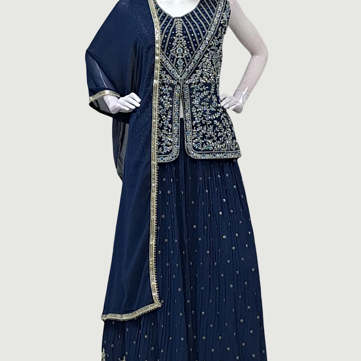 Deep Teal Embroidered Chania Choli Set – Jayshrees / Rivaz