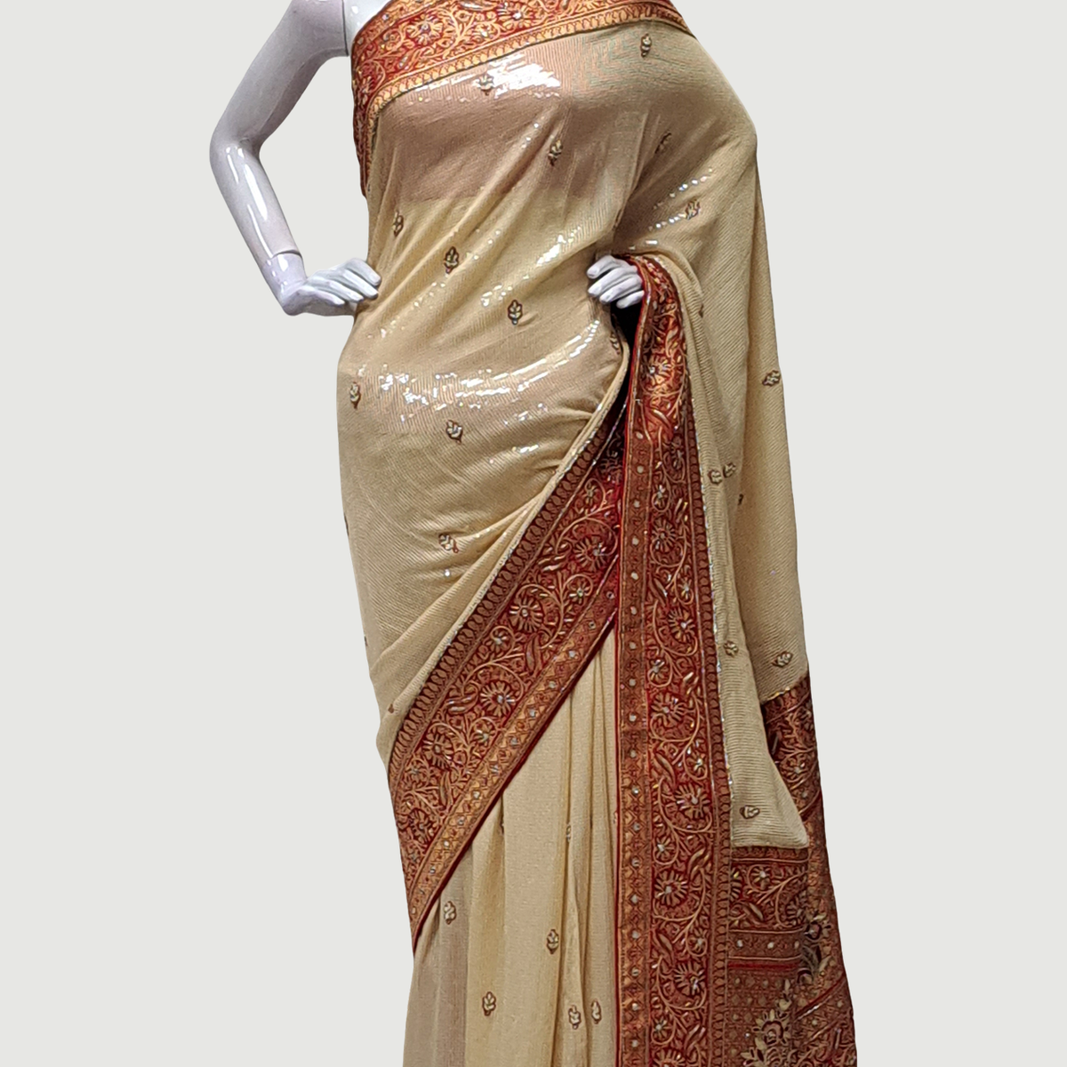 Deep Beige Embroidered Pure Silk Sari – Jayshrees / Rivaz