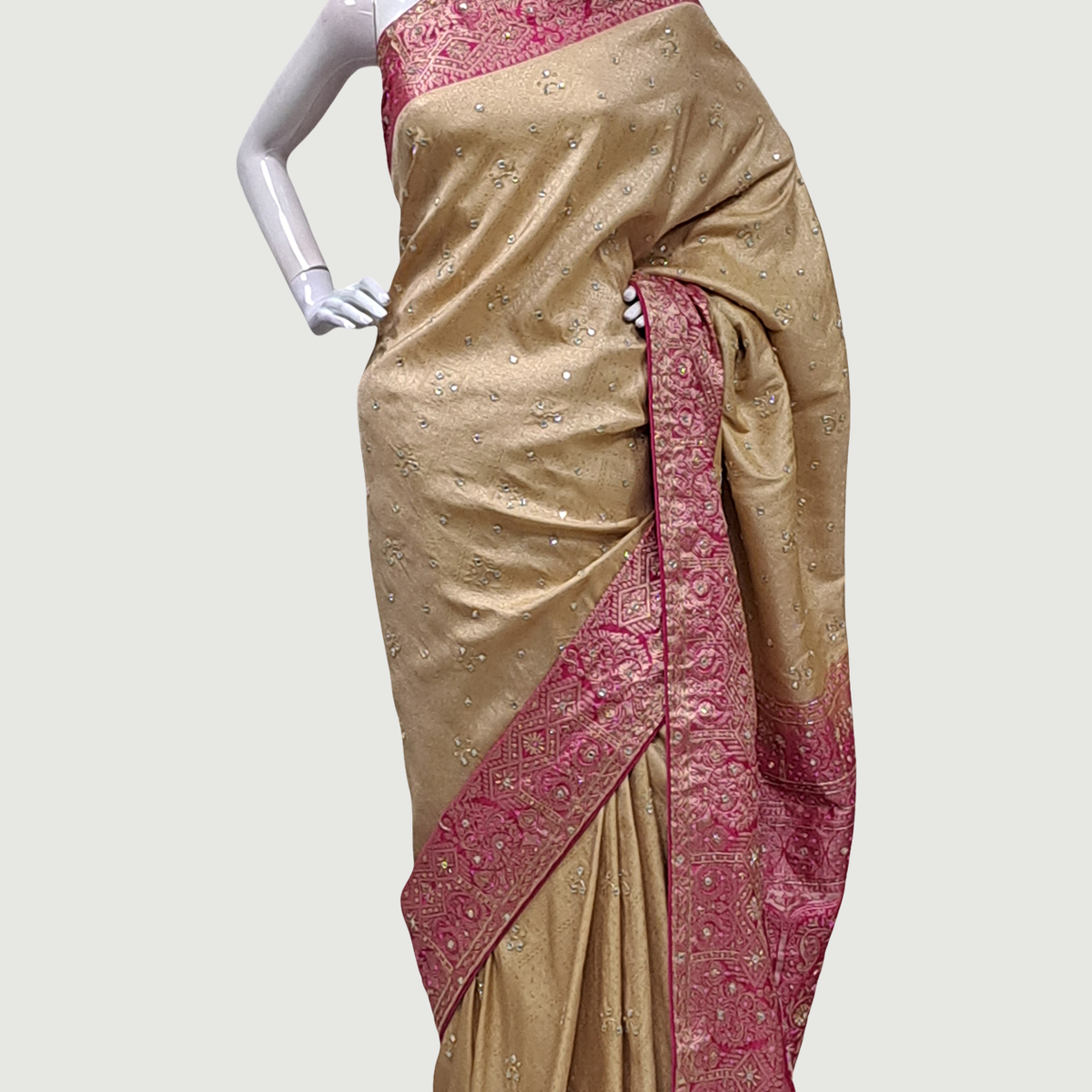 Deep Beige Embroidered Pure Silk Sari – Jayshrees / Rivaz