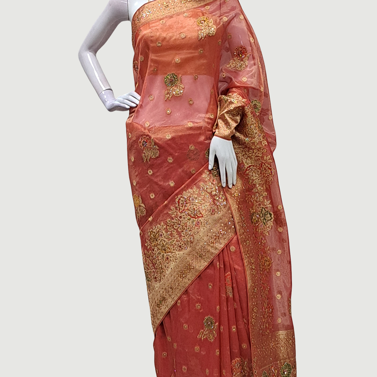 Deep Red Embroidered Sari – Jayshrees / Rivaz