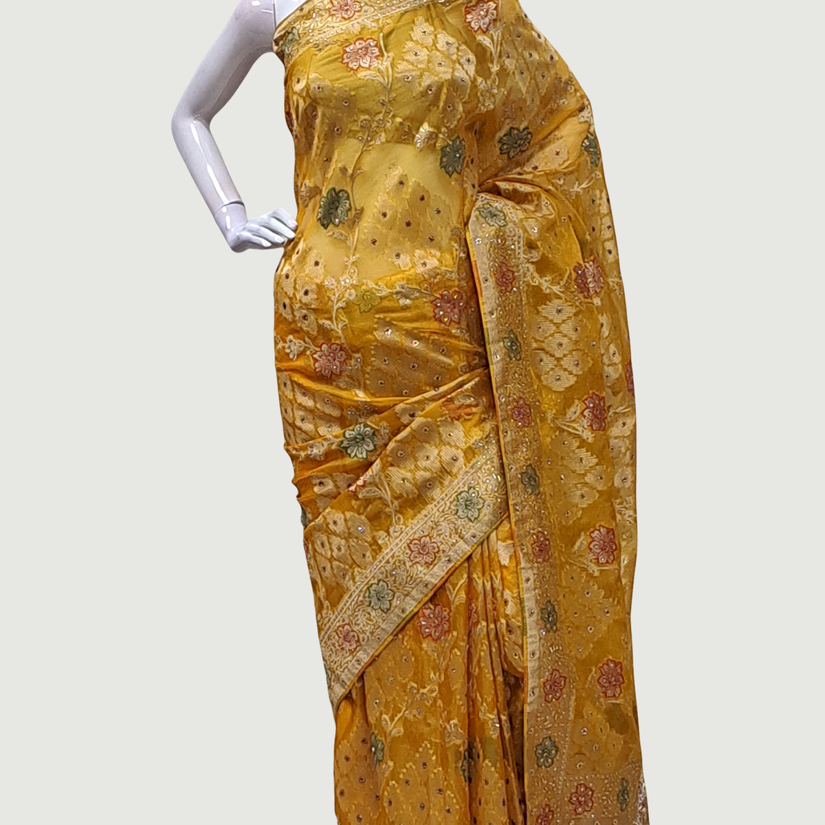 Deep Beige Embroidered Sari – Jayshrees / Rivaz